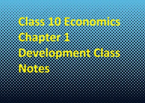 Pointwise Notes Class 10 Economics Chapter 1 Development - Shaping Minds